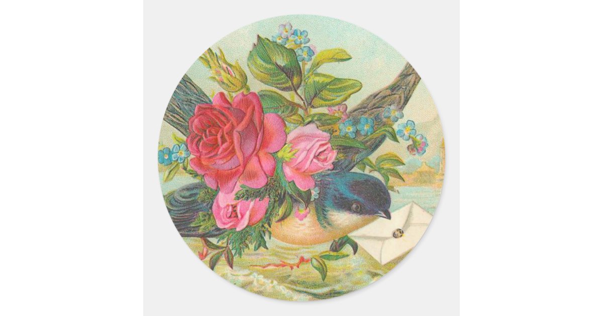 Vintage Blue Bird Stickers | Zazzle