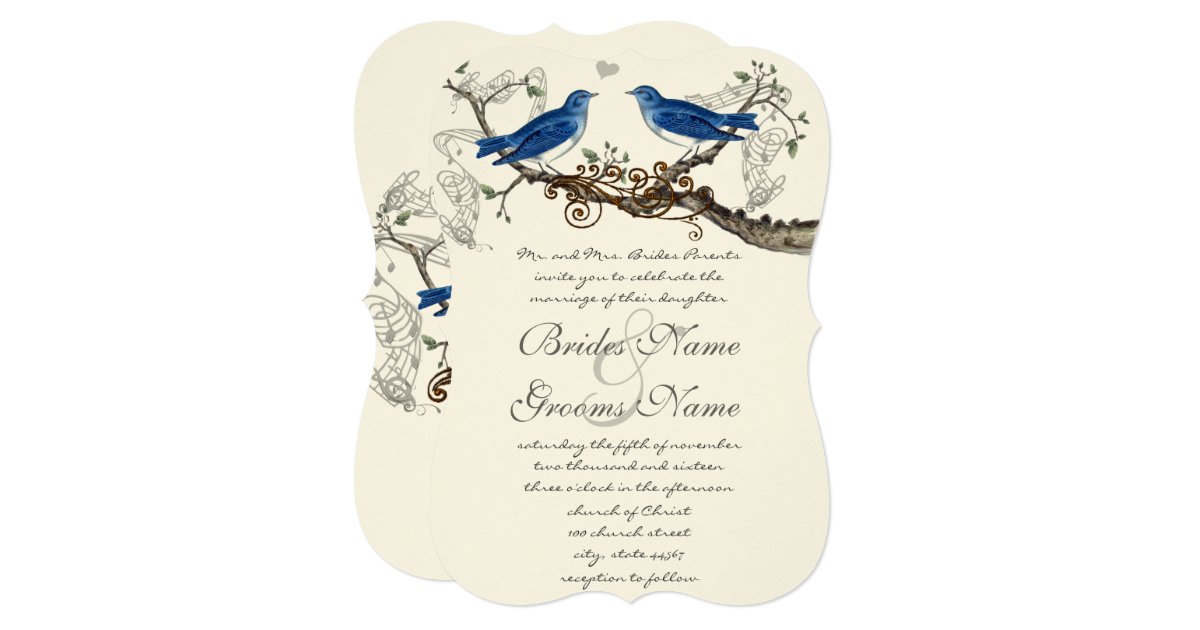 Vintage Blue Birds Wedding Invitations | Zazzle.com