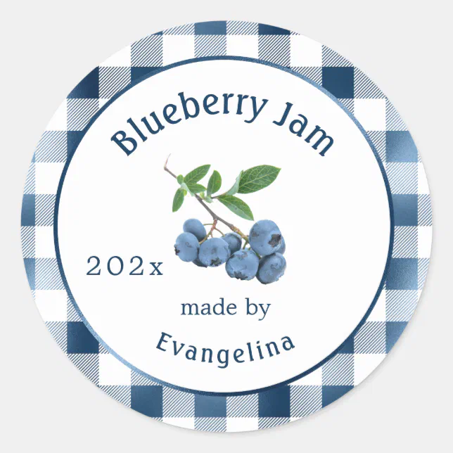 Vintage Blue Blueberry Jam Canning Classic Round Sticker | Zazzle