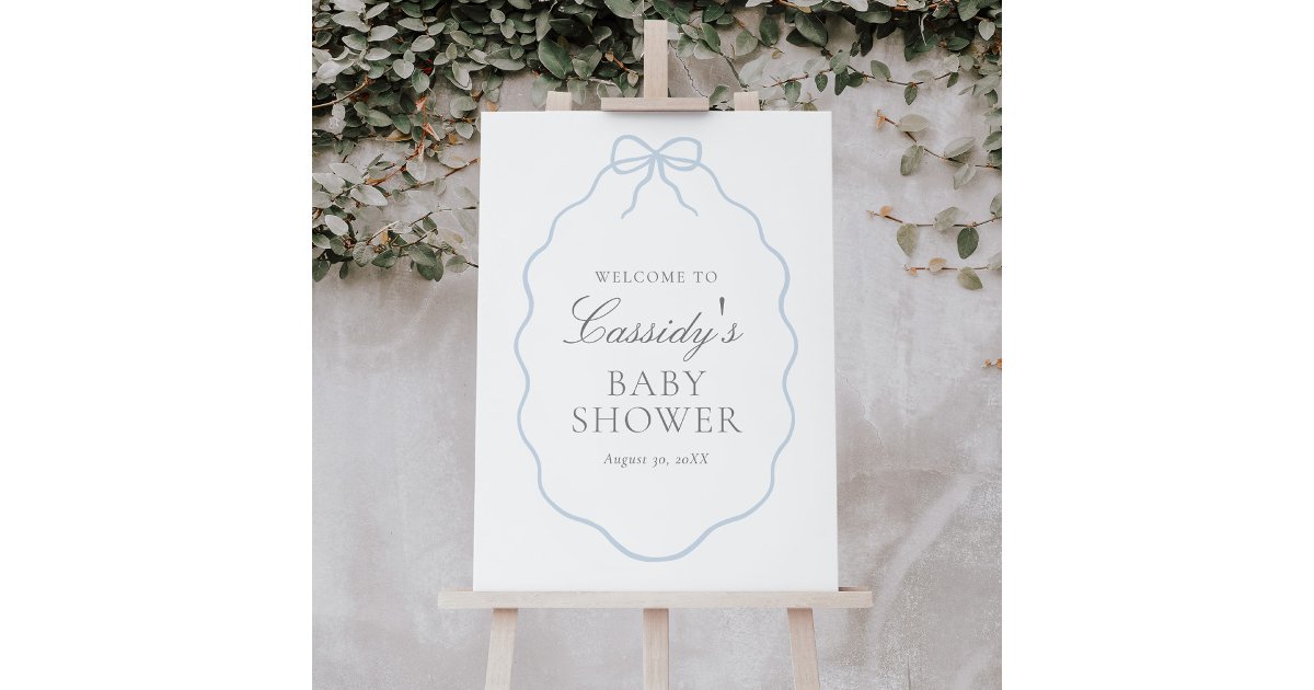 Vintage Blue Bow Boy Baby Shower Welcome Sign | Zazzle