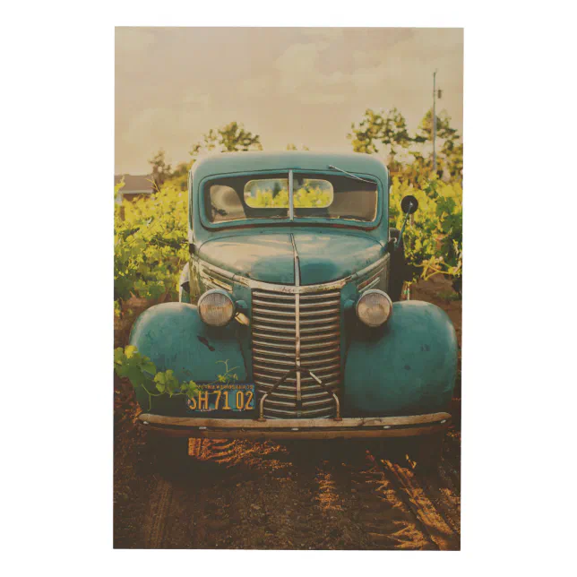 Vintage Blue Car Wood Wall Art | Zazzle