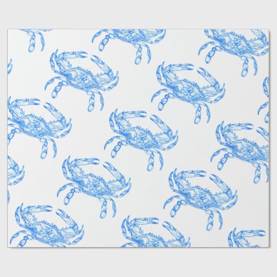 Vintage blue crab wrapping paper | Zazzle.com