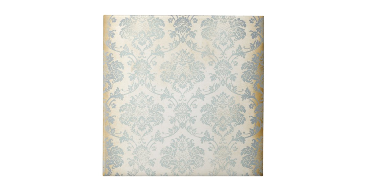 Vintage Blue Damask Tile | Zazzle