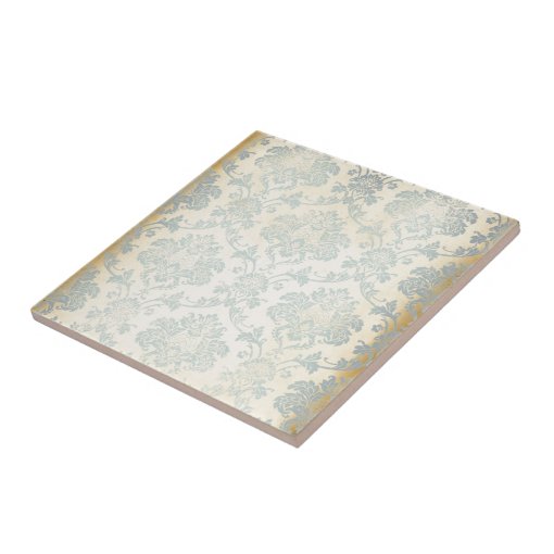Vintage Blue Damask Tile | Zazzle