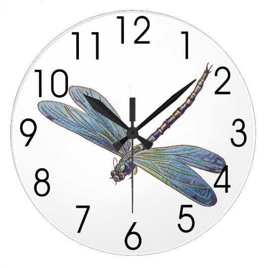 Vintage Blue Dragonfly Large Clock | Zazzle.com