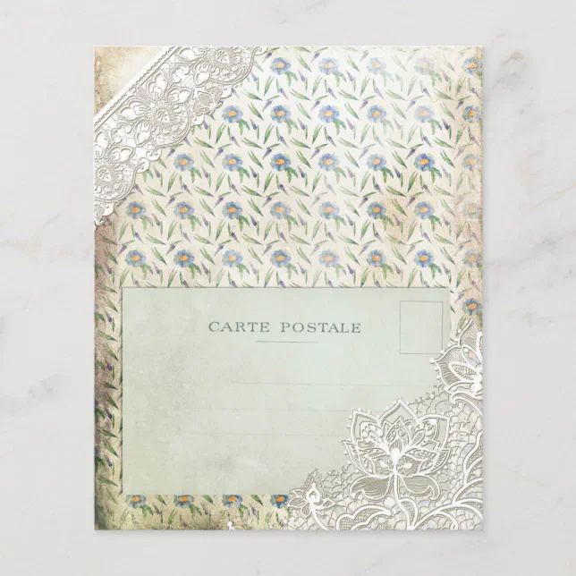 Vintage Blue Floral Collage Scrapbook Paper | Zazzle