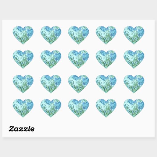 Vintage Blue Floral French Paris Postmark Pattern Heart Sticker | Zazzle