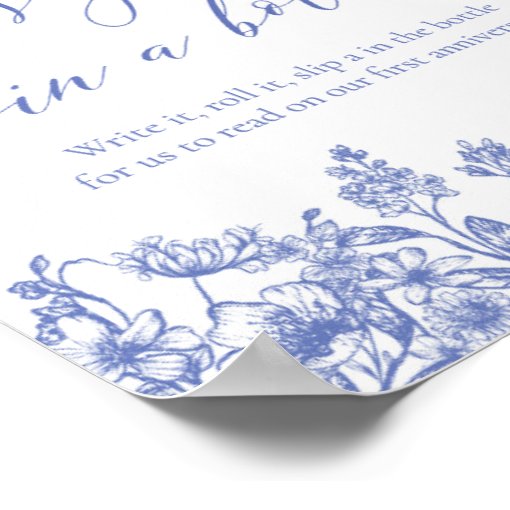 Vintage Blue Floral Message In A Bottle Sign Game | Zazzle