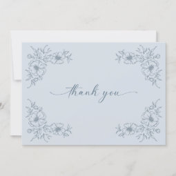 Vintage Blue Floral Thank You Card | Zazzle