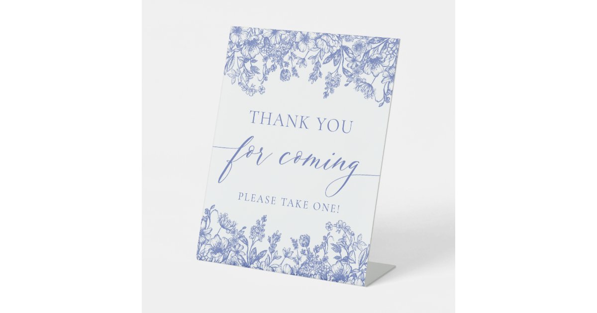Vintage Blue Floral Thank You For Coming Sign | Zazzle