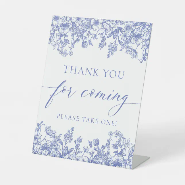 Vintage Blue Floral Thank You For Coming Sign | Zazzle