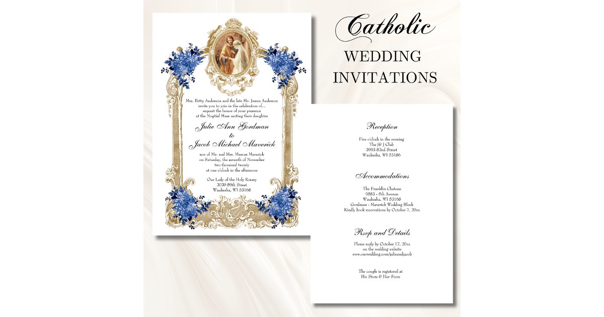 VINTAGE BLUE FLORAL WEDDING INVITATIONS | Zazzle