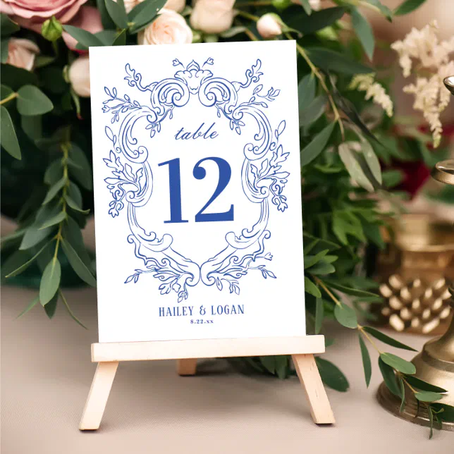 Vintage Blue Floral Wedding Table Number | Zazzle Vintage Blue Floral Wedding Table Number | Zazzle