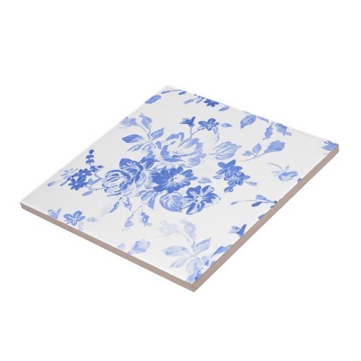 Vintage Blue Flower Floral Pattern Ceramic Tile | Zazzle