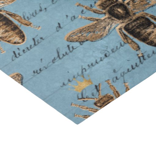 Vintage Blue Honey Bee Decoupage Tissue Paper | Zazzle