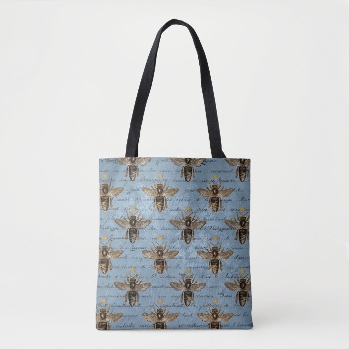 Vintage Blue Honey Bee Tote Bag | Zazzle.com