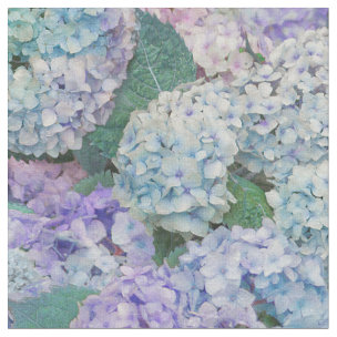 Vintage Lavender Blue Hydrangea Floral Pattern Fabric | Zazzle