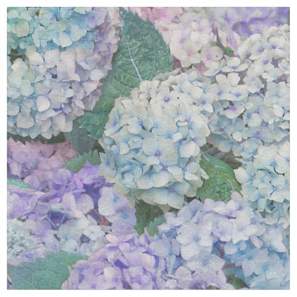 Vintage Lavender Blue Hydrangea Floral Pattern Fabric | Zazzle