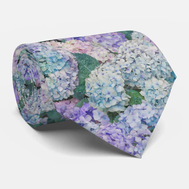Vintage Blue Hydrangea Floral Pattern Wedding Neck Tie | Zazzle