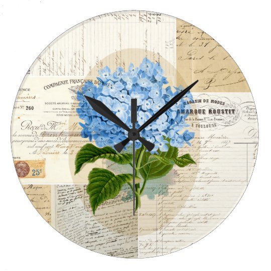 Vintage Blue Hydrangea French Clock | Zazzle.com