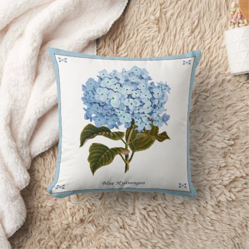 Vintage Blue Hydrangea Pillow | Zazzle