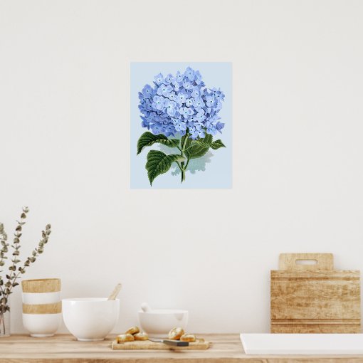 Vintage Blue Hydrangea Poster | Zazzle