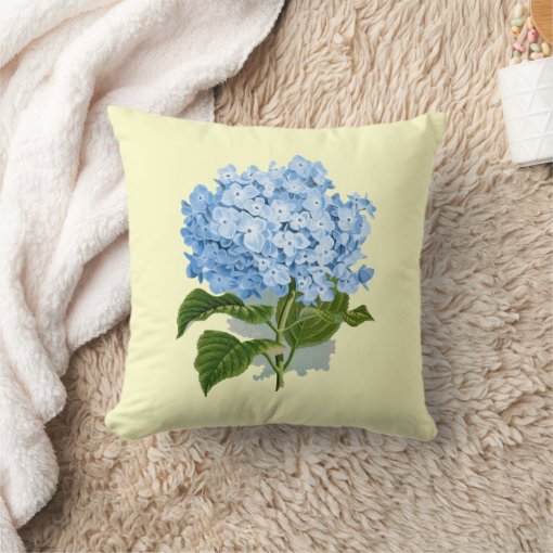 Vintage Blue Hydrangea Throw Pillow | Zazzle
