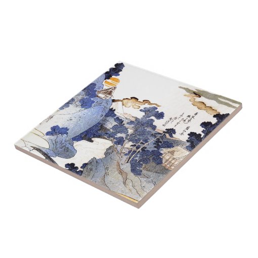 Vintage Blue Japanese Art Ceramic Tile | Zazzle