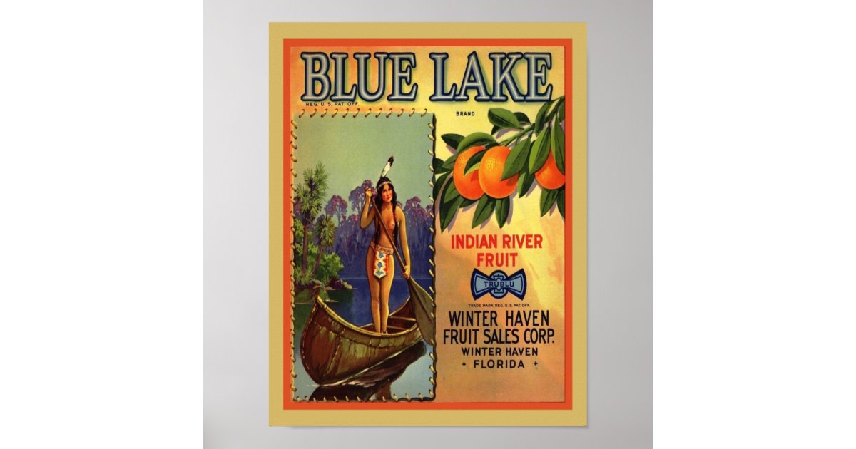 Vintage Blue Lake Oranges Advertisement Poster | Zazzle