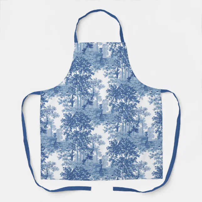 Vintage Blue Landscape Toile w/Urns and Columns Apron | Zazzle