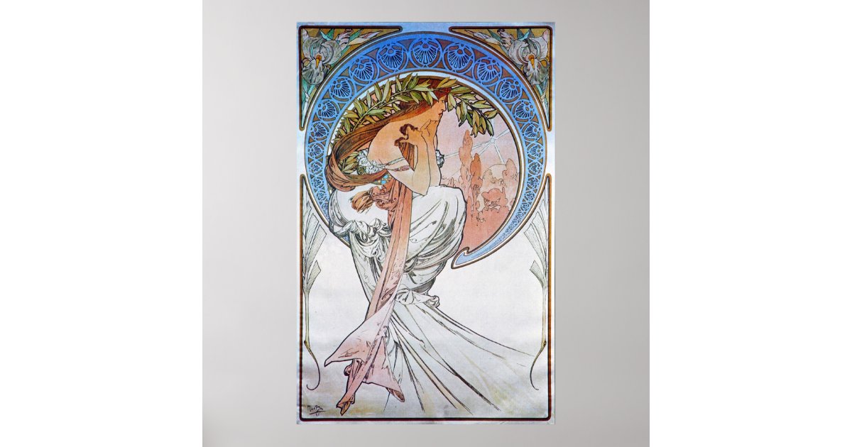 Vintage Blue Moon Goddess Poster | Zazzle