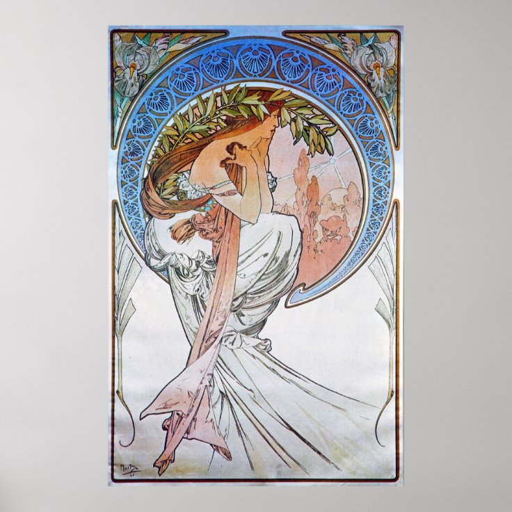 Vintage Blue Moon Goddess Poster | Zazzle