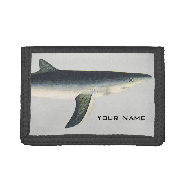 Vintage Blue Shark, Aquatic Ocean Marine Life Trifold Wallet | Zazzle