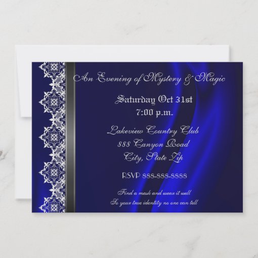 Vintage Blue Silk Masquerade Ball Invitation | Zazzle