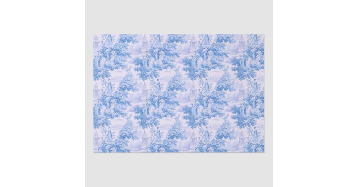Vintage blue toile de joy tissue paper | Zazzle