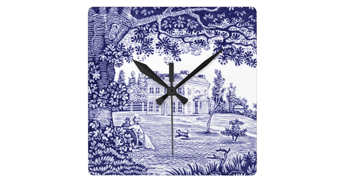 Vintage Blue Toile French Country Decor Clock | Zazzle.com