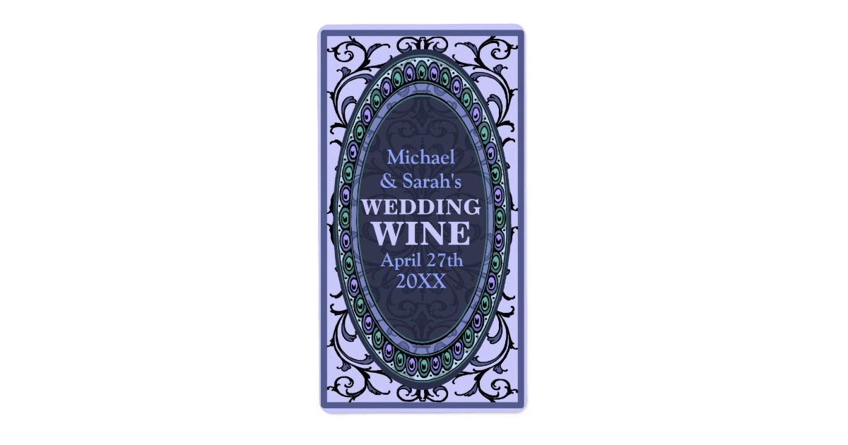Vintage Blue Victorian Wedding Wine Labels | Zazzle