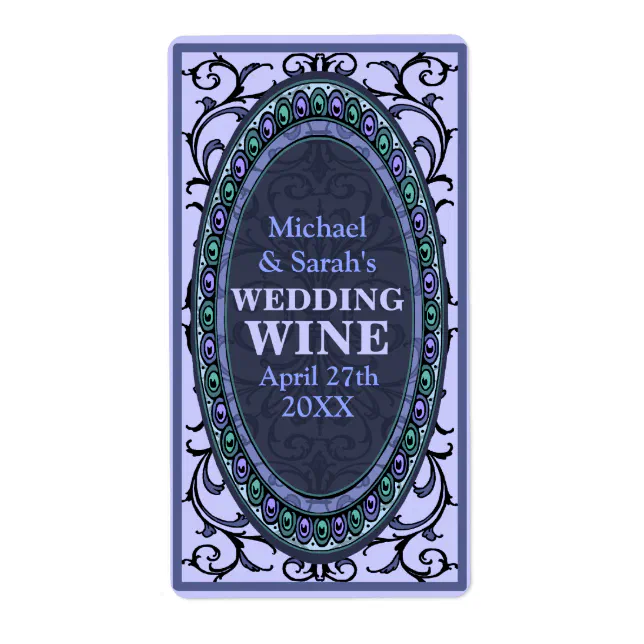 Vintage Blue Victorian Wedding Wine Labels | Zazzle