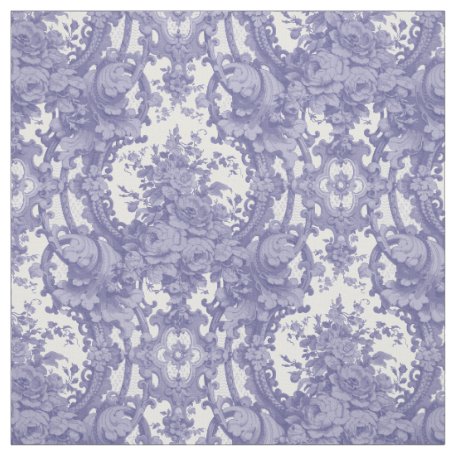 Vintage Baroque Rococo Scrolls & Roses Pattern Fabric | Zazzle