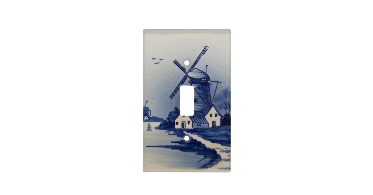 Vintage Blue White Delft Windmill Light Switch Cover | Zazzle
