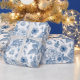 Vintage blue white floral pattern party wrap wrapping paper | Zazzle