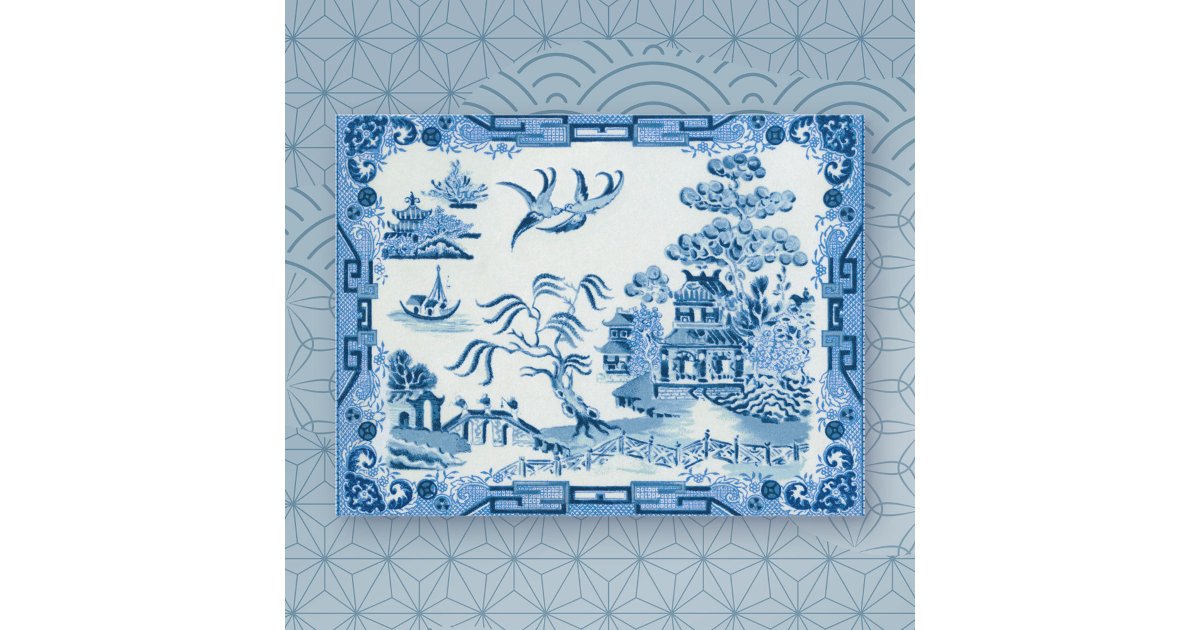 Vintage Blue Willow Note Card | Zazzle