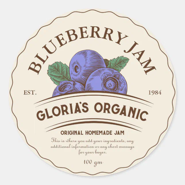 Vintage Blueberry Fruit Jam Food Product Label | Zazzle