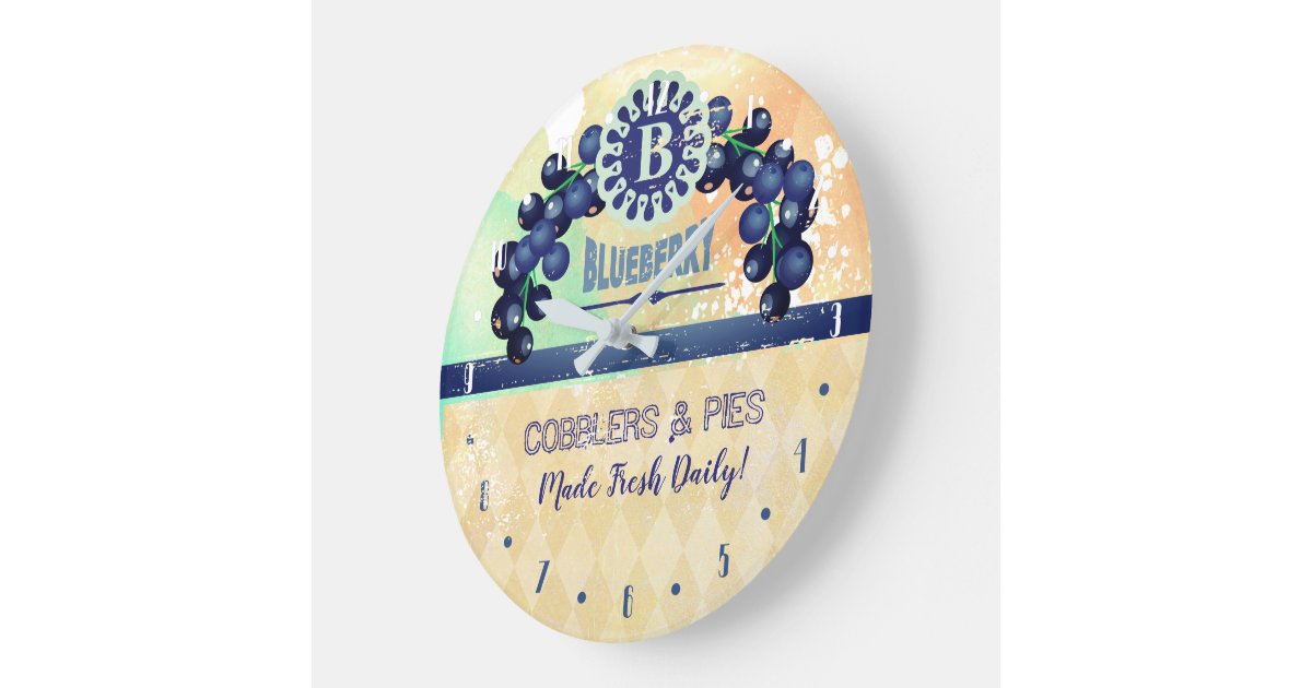 Vintage blueberry pie advertisement kitchen clock | Zazzle.com