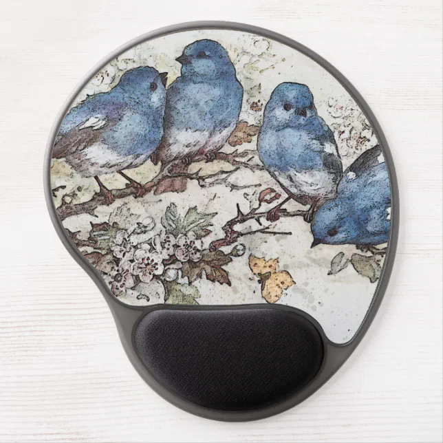 Vintage bluebird illustration cute birds nature m gel mouse pad | Zazzle