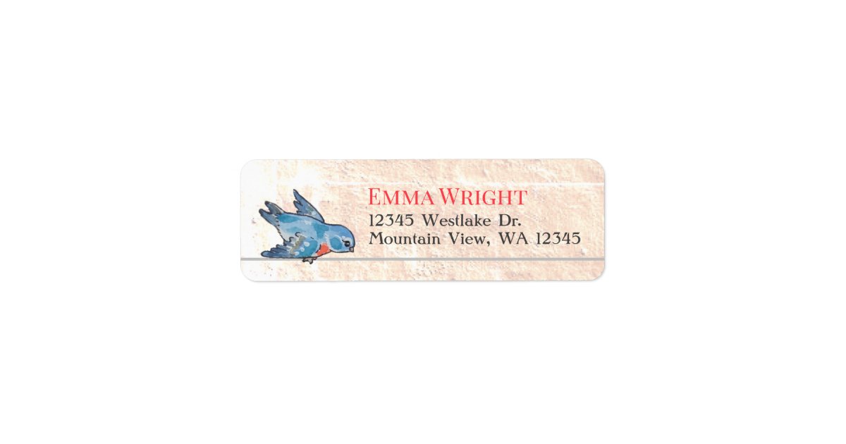 Vintage Boho Blush Pink Floral Bluebird Wedding Label | Zazzle