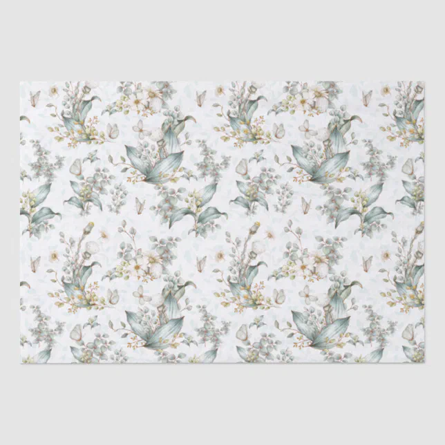 Vintage Boho Botanical Floral Butteflies Decoupage Tissue Paper | Zazzle