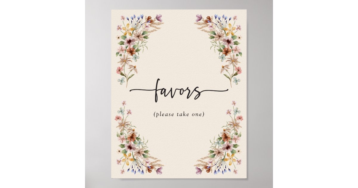 Vintage Boho Favors Poster | Zazzle