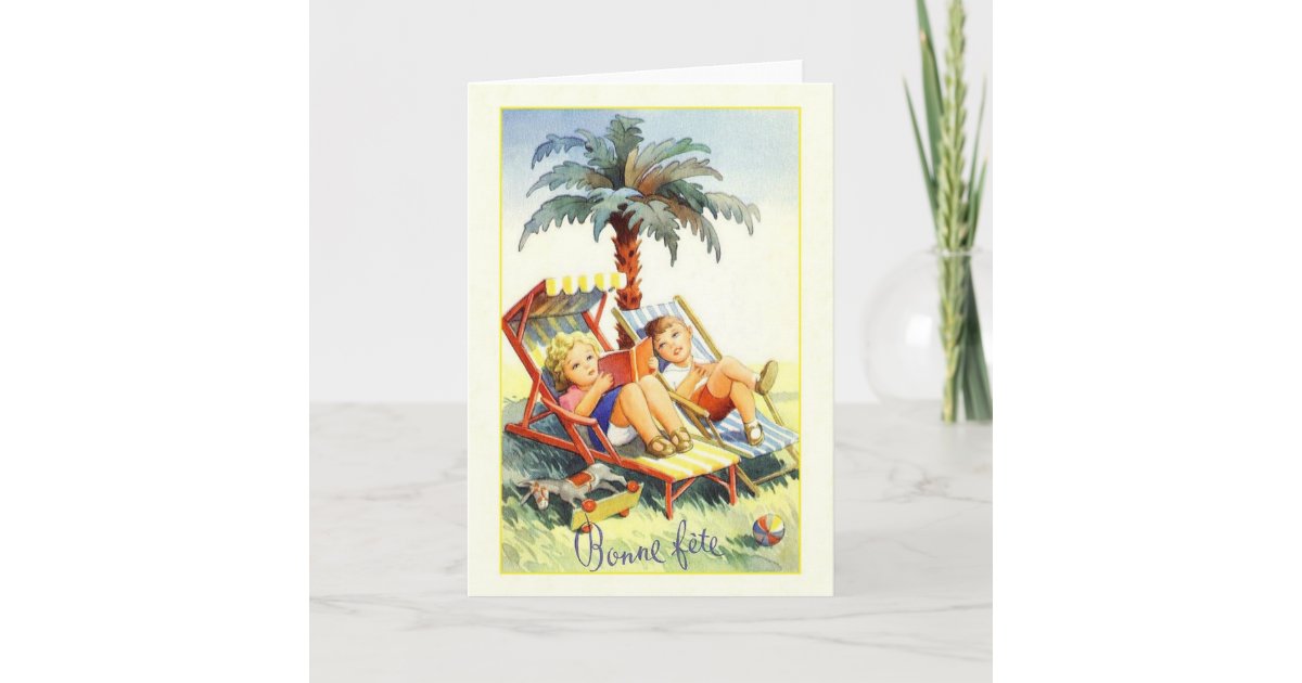 Vintage Bonne fête French Birthday Card | Zazzle