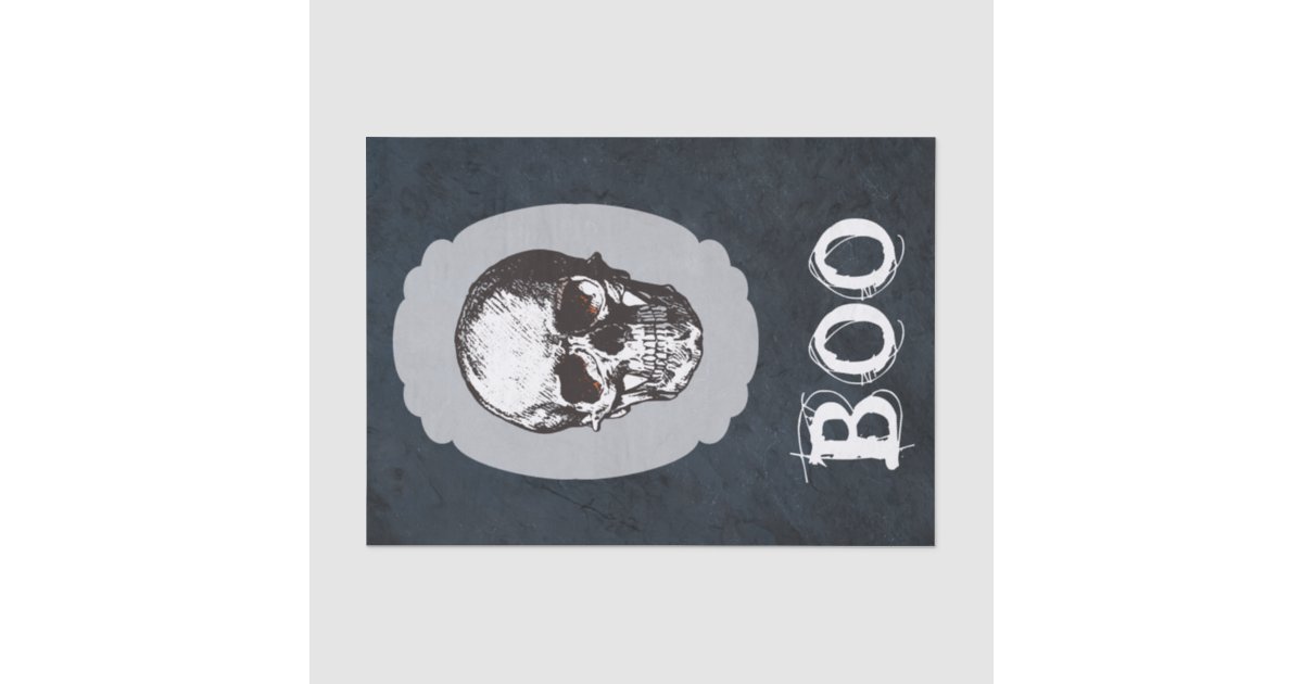 Vintage Boo Skull Halloween Tissue Paper | Zazzle